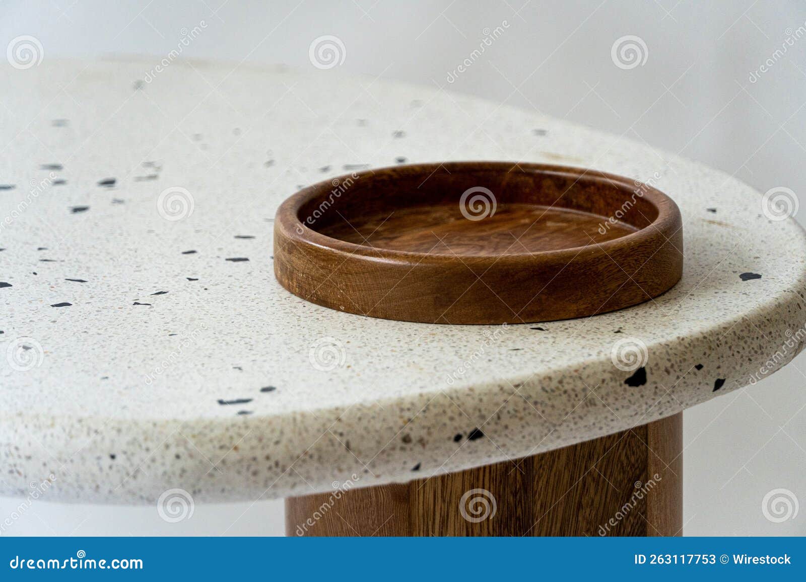 Partial View of a Decorative Half-stone Half-wooden Designed Table ...