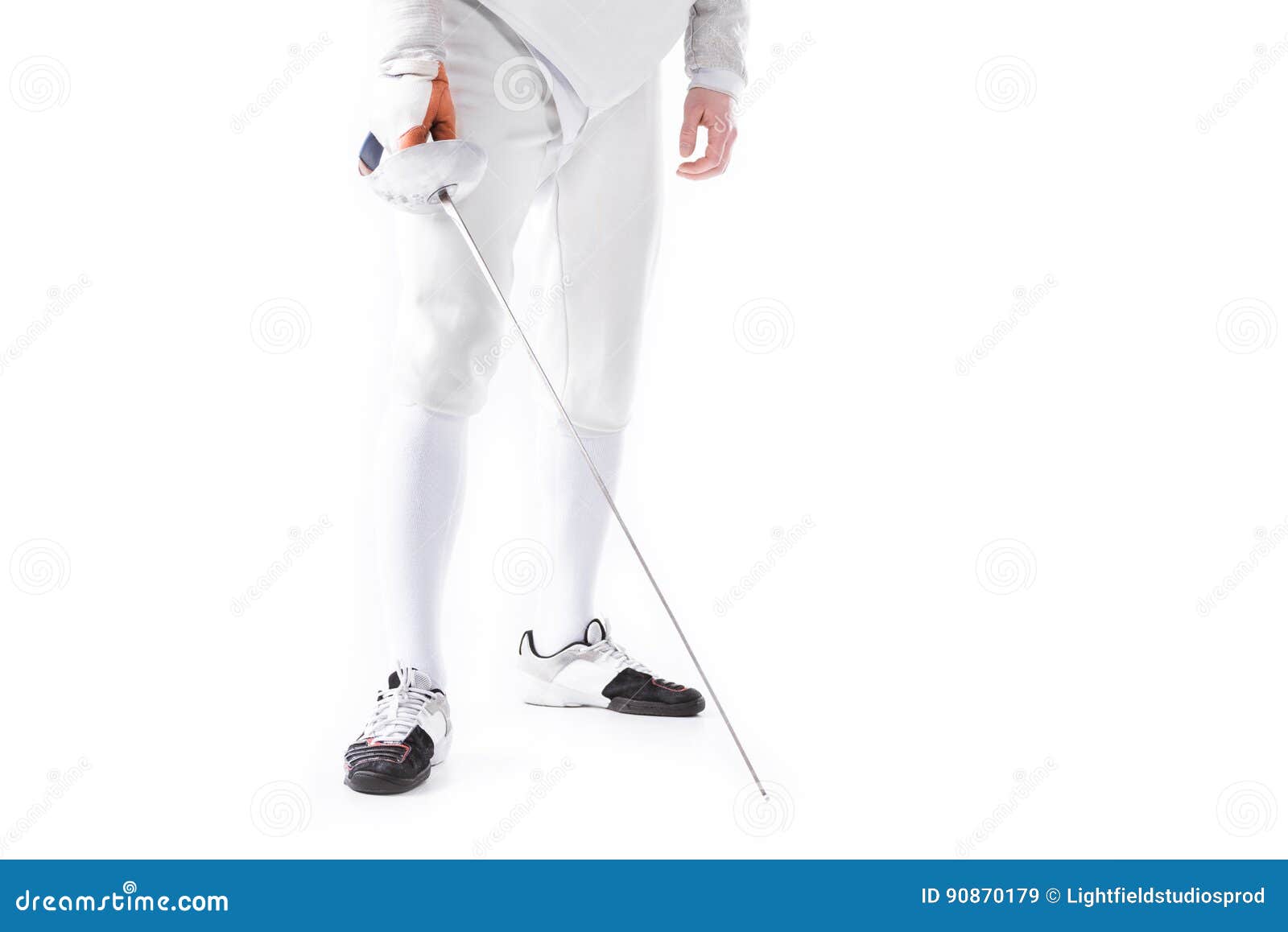 Partial View of Fencer in Uniform Holding Rapier in Hand Stock Image ...