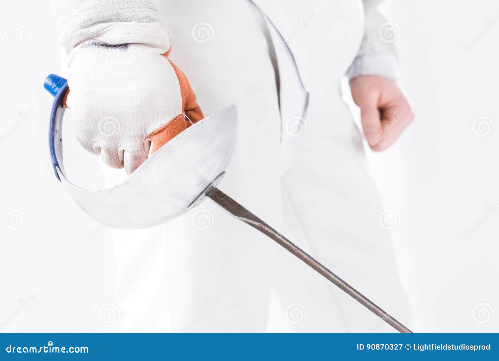 Partial View of Fencer in Uniform Holding Rapier in Hand Stock Image ...