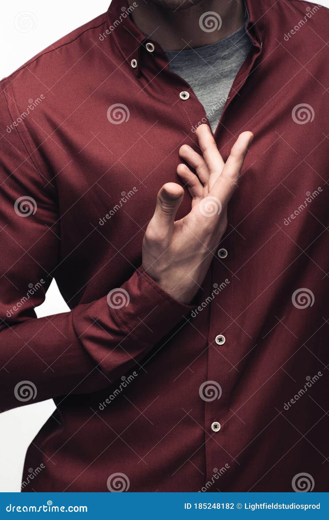 View of Man Gesturing with Hand while Using Body Language Isolated on ...