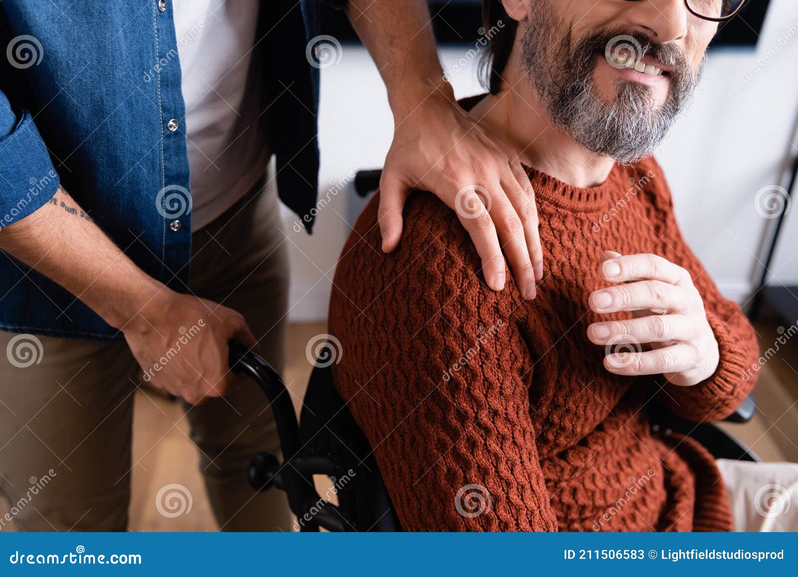 Partial View of Man Touching Shoulder Stock Image - Image of parent ...