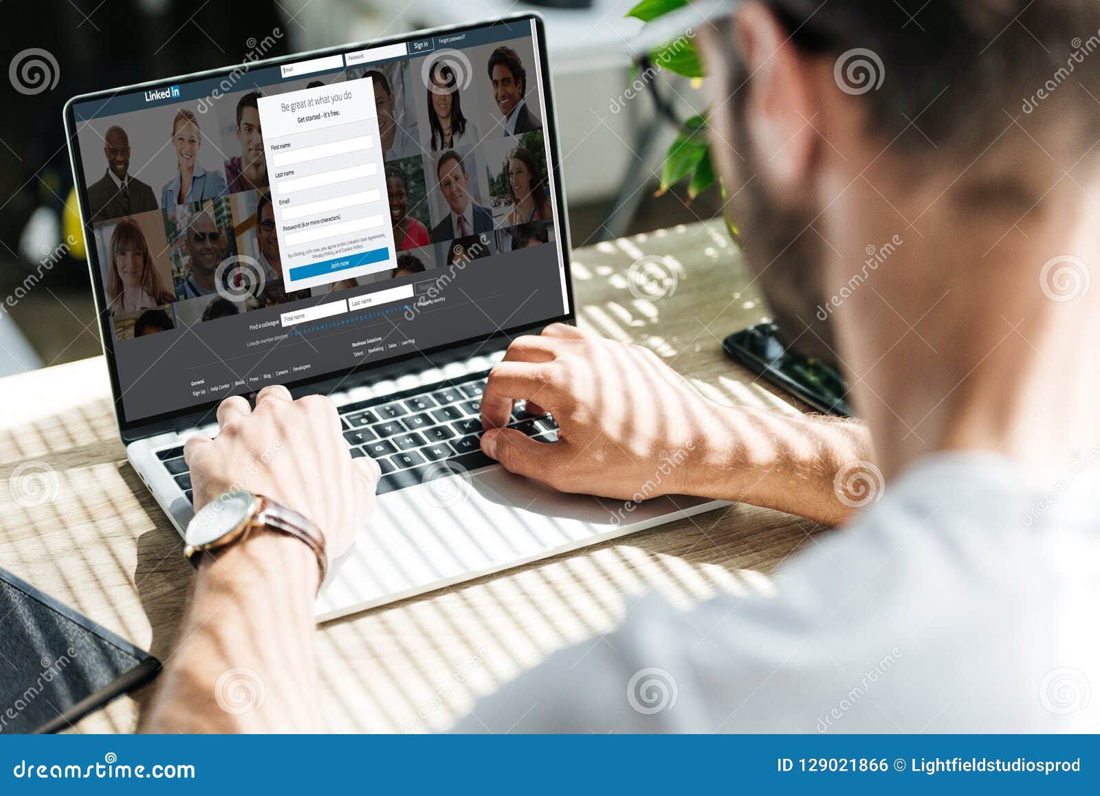 Partial View of Man Using Laptop with Linkedin Website Editorial Photo ...