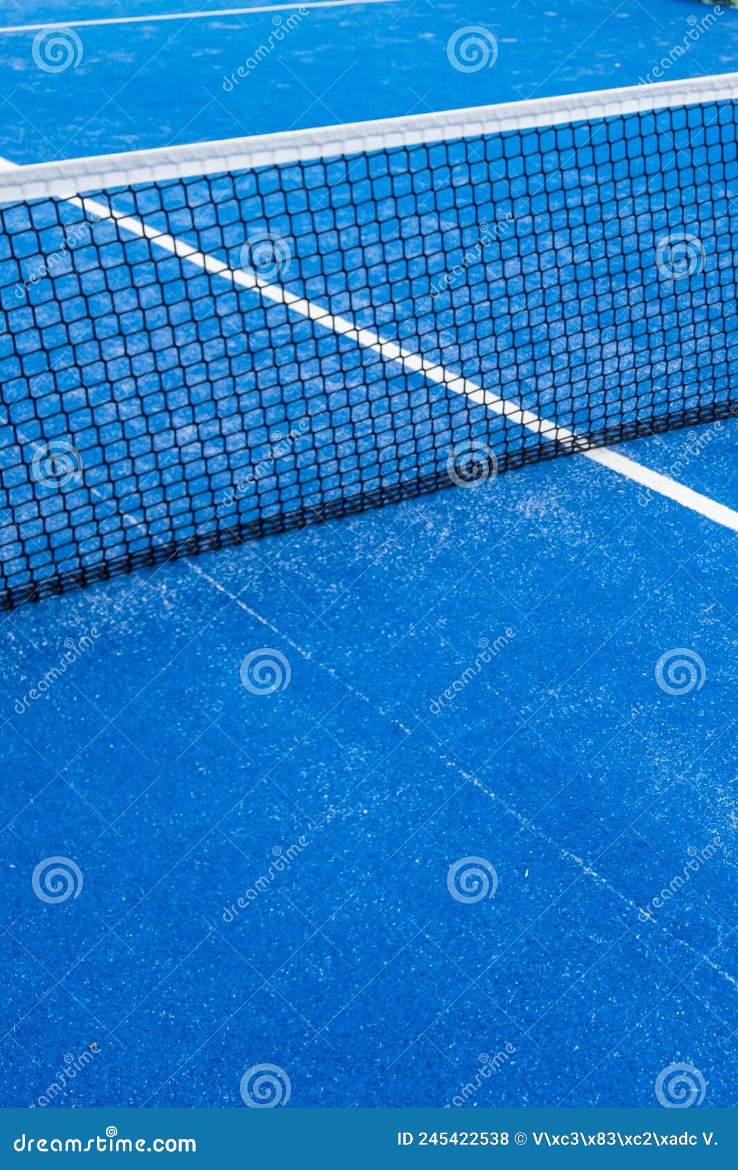 Blue Paddle Tennis Court, Net View Stock Photo - Image of healthy ...