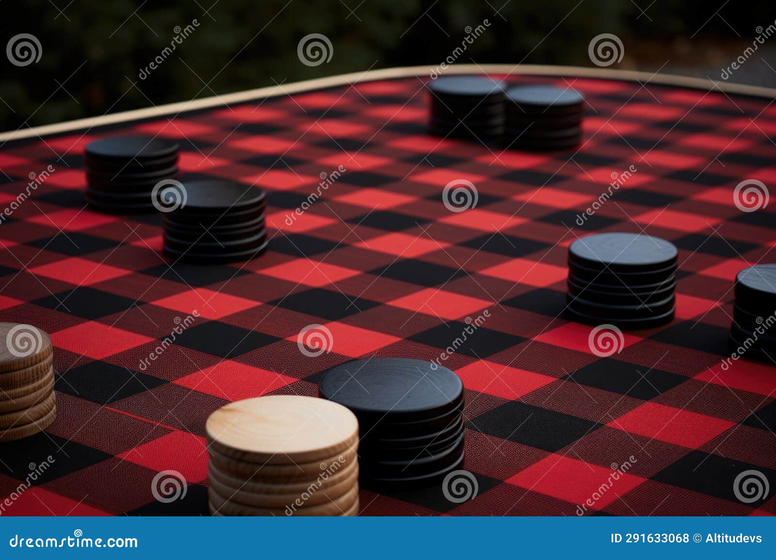 Partial View of an Outdoor Checkers Board with Oversized Checkers Stock ...