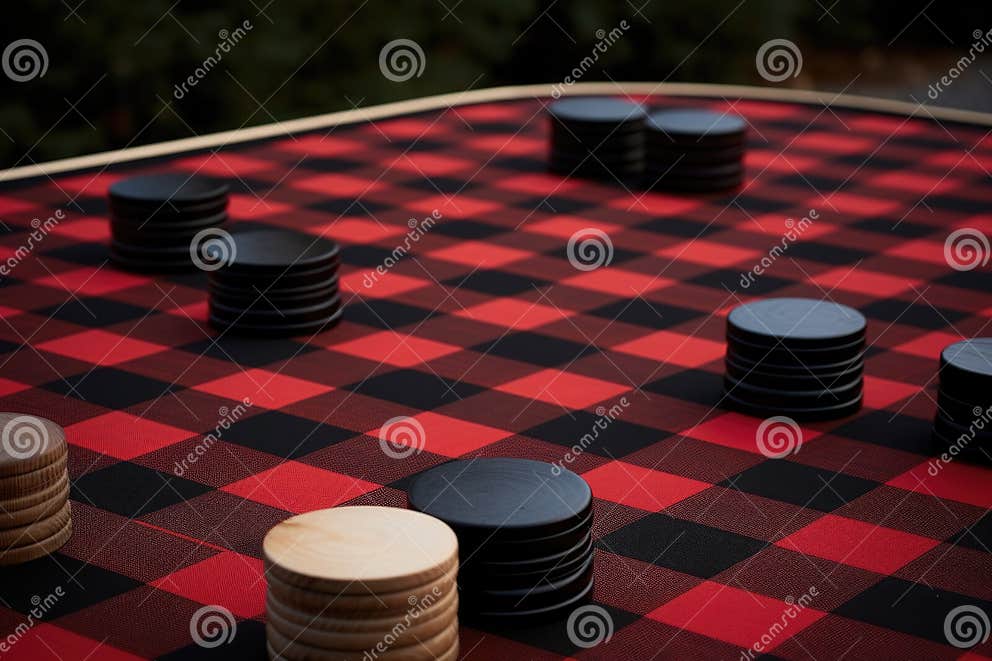 Partial View of an Outdoor Checkers Board with Oversized Checkers Stock ...