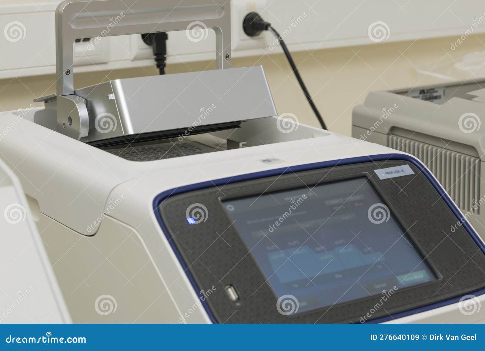 Partial View of a PCR Instrument with an Half Open Lid. Stock Image ...