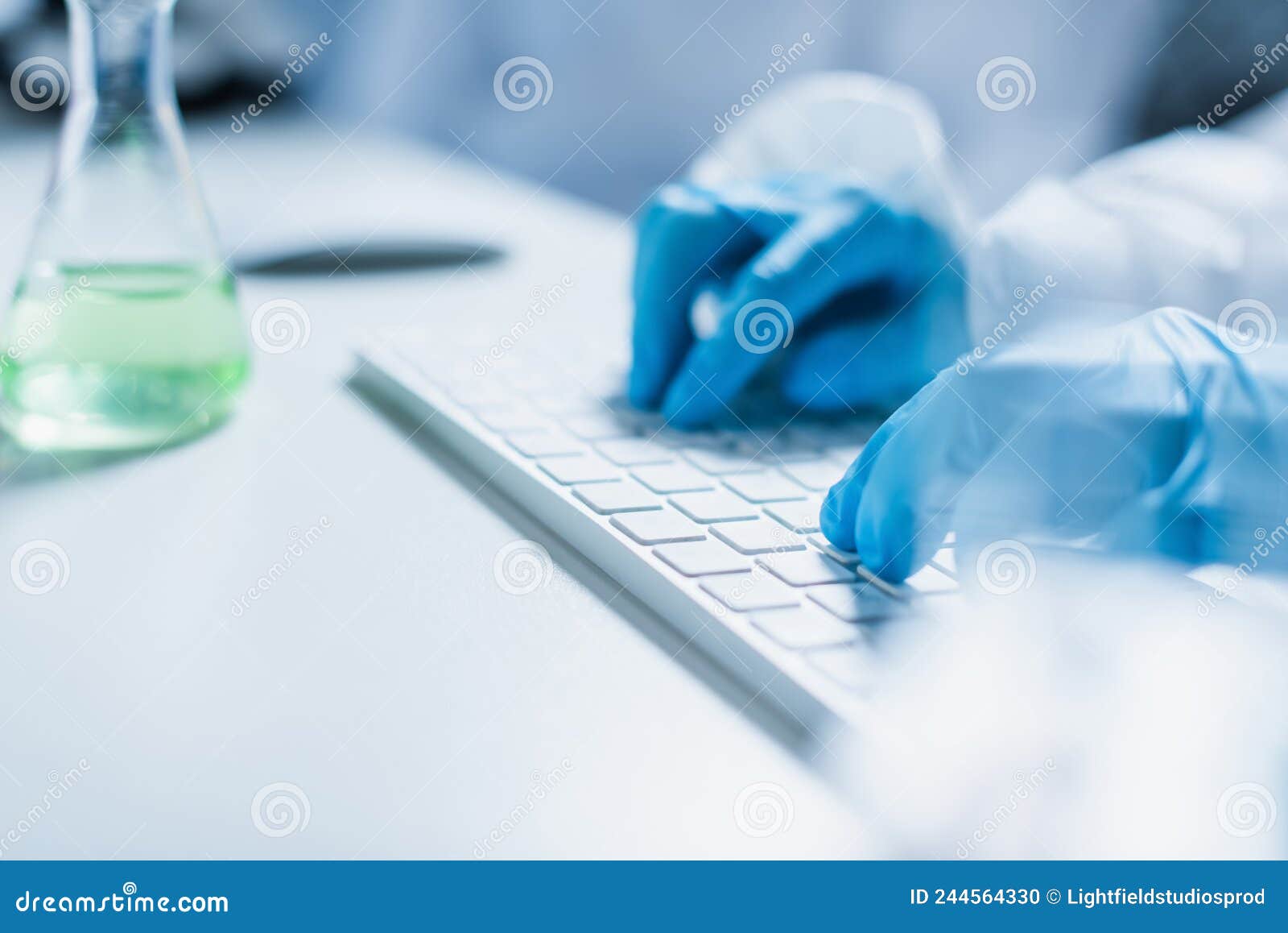 Partial View of Scientist Typing on Stock Photo - Image of chemical ...