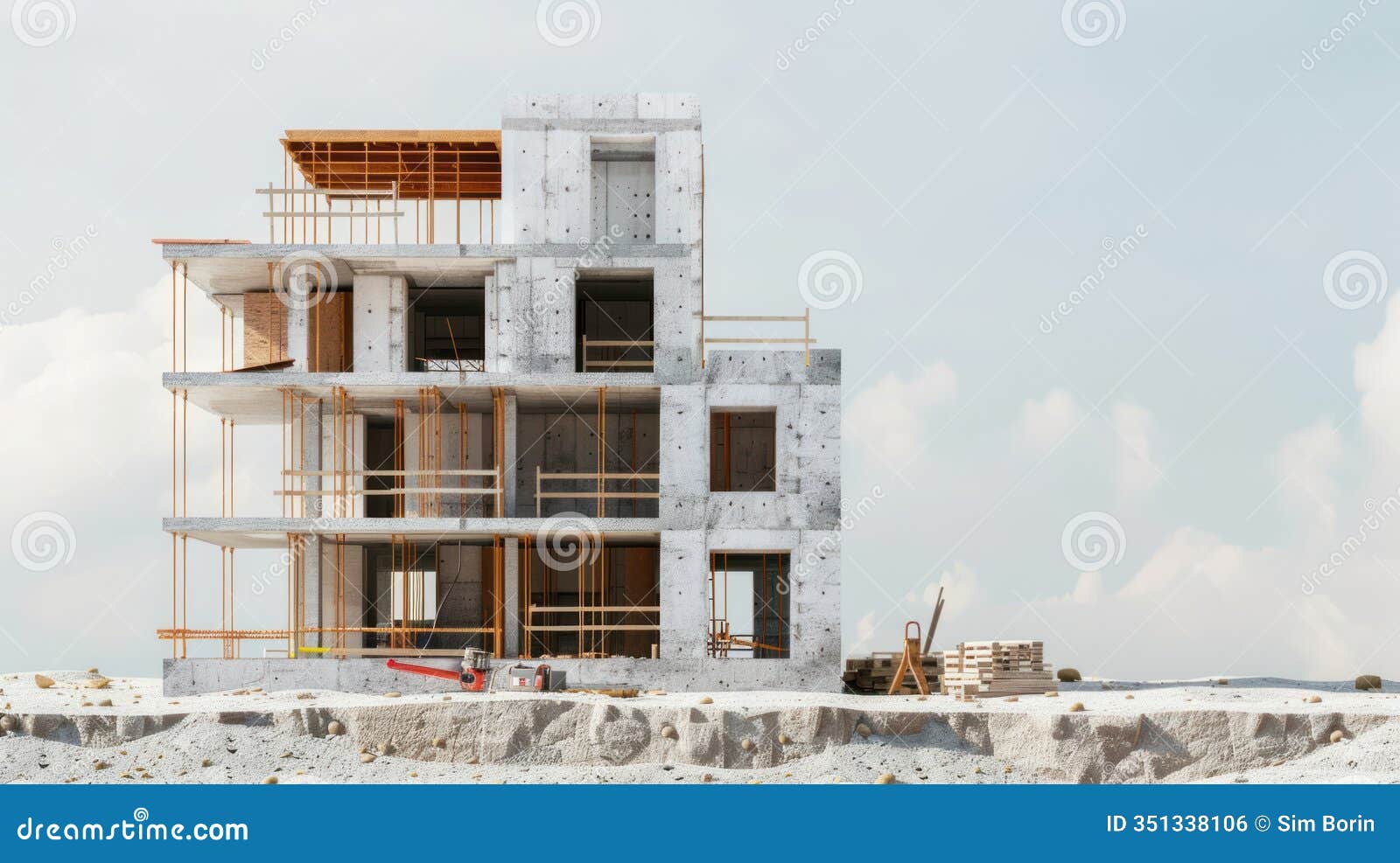 A Partially Built Building with Visible Construction Materials and ...