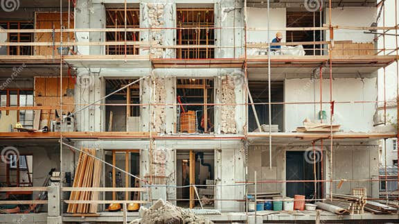 A Partially Built Building with Visible Construction Materials and ...