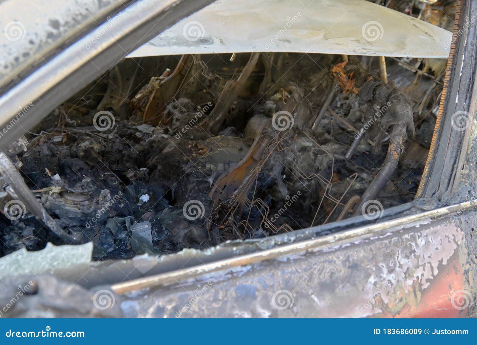Partially Burned Down Parts of the Car Stock Image - Image of burned ...