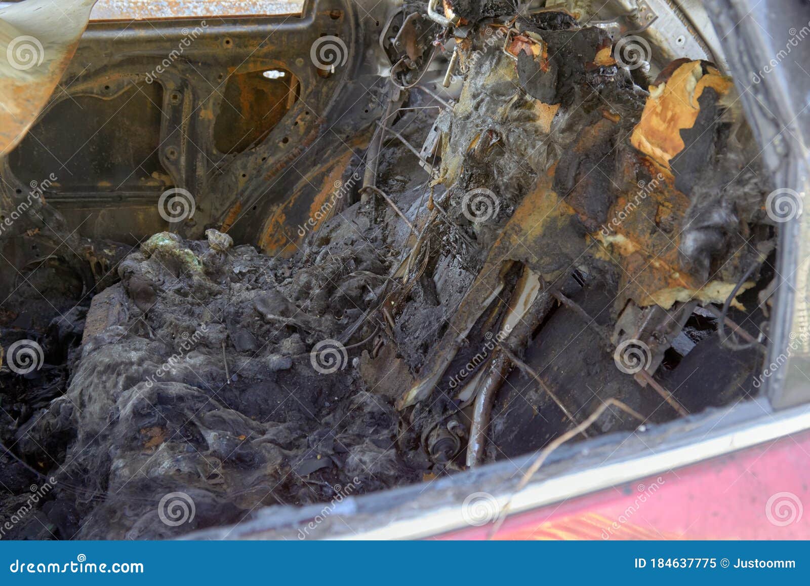 Partially Burned Down Parts of the Car Stock Image - Image of vehicle ...