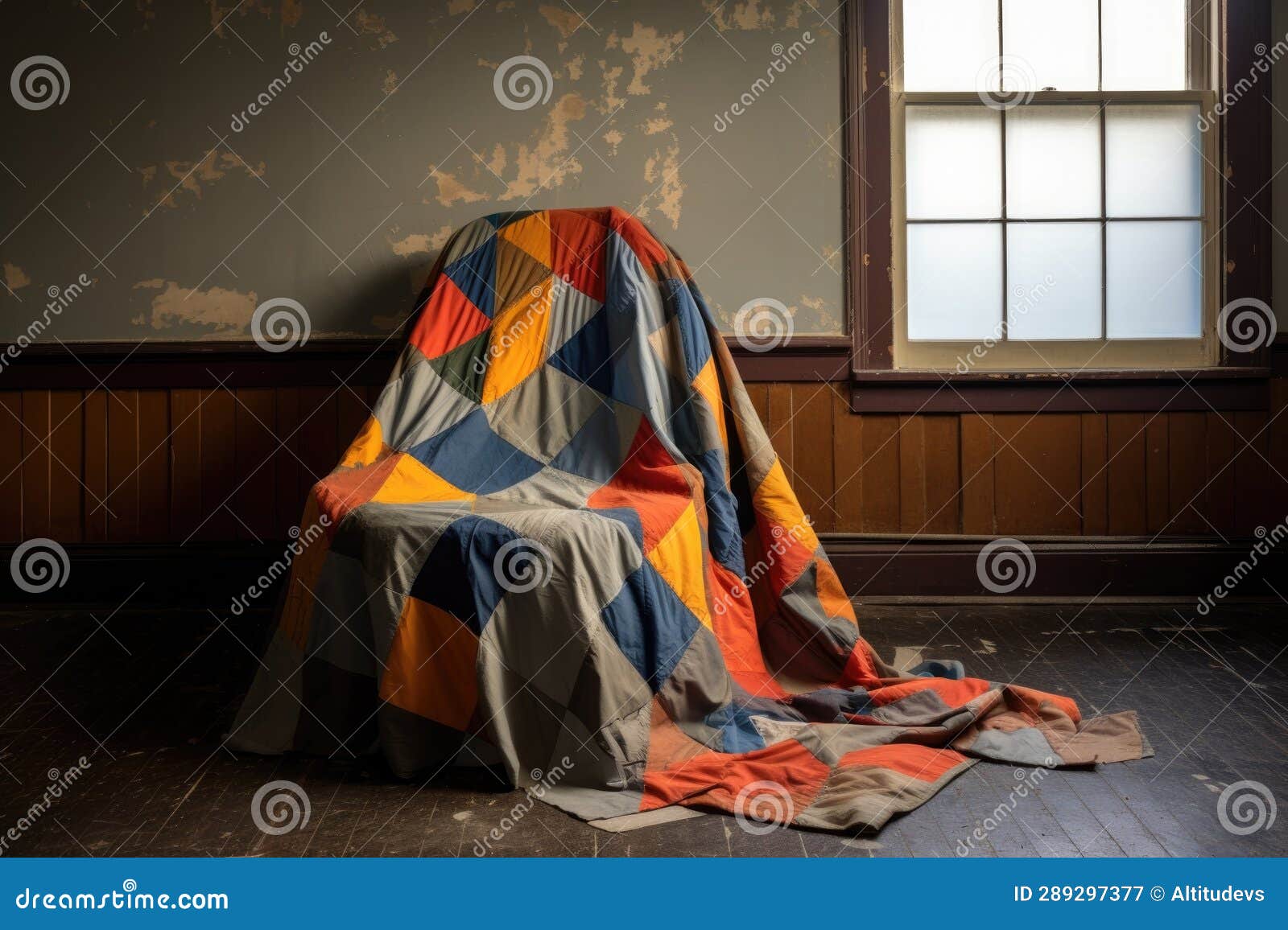 Partially Completed Quilt Draped Over a Chair Stock Image - Image of ...