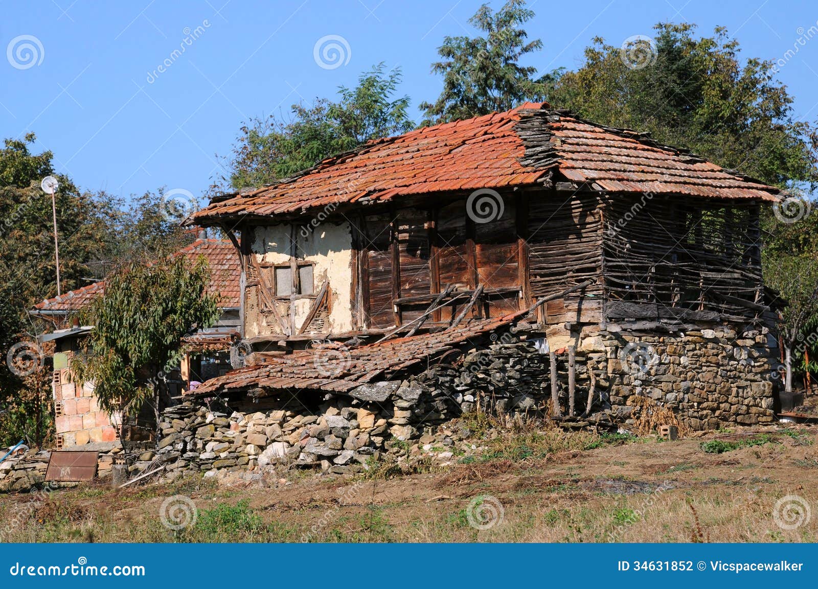 Partially Damaged House stock photo. Image of balkans - 34631852