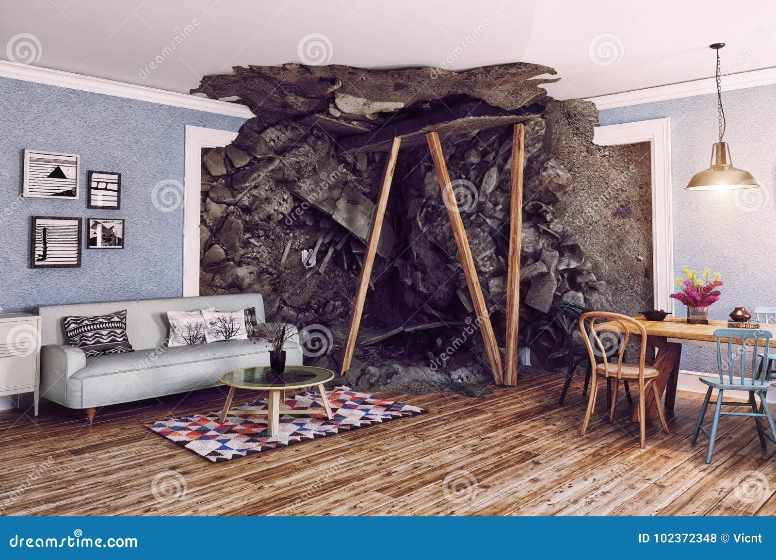 Destroyed Interior Stock Illustration | CartoonDealer.com #102372403