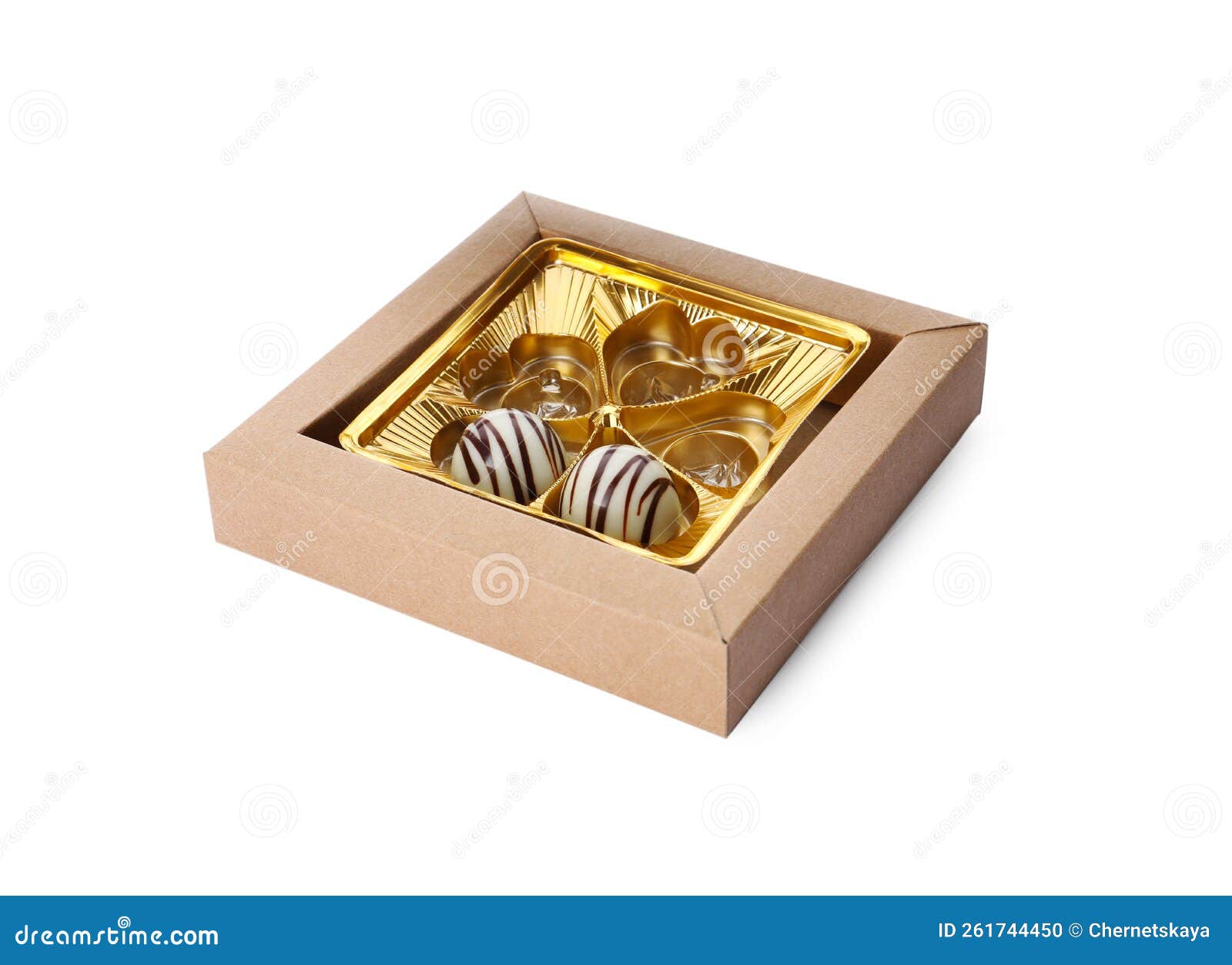 Partially Empty Box of Chocolate Candies Isolated on White Stock Photo ...