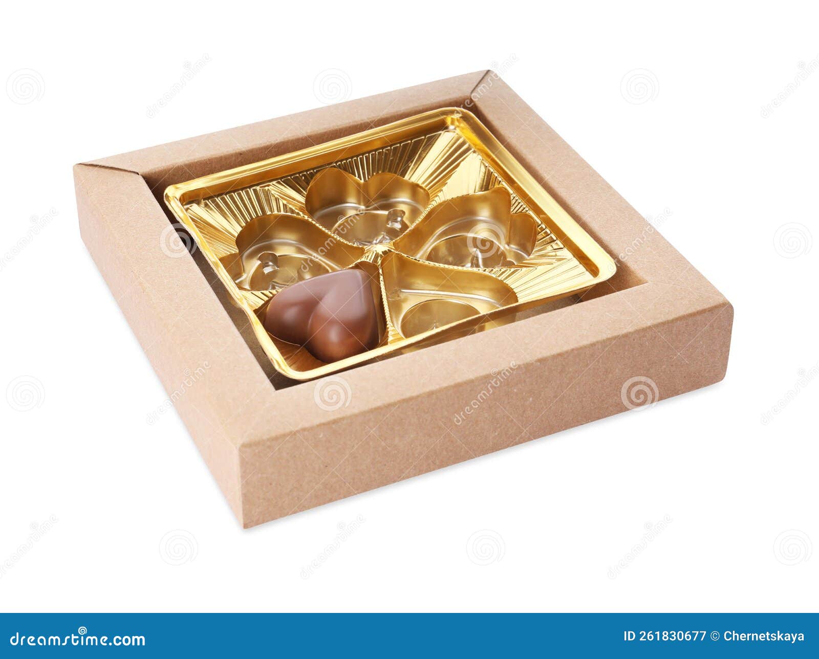 Partially Empty Box of Chocolate Candies Isolated on White Stock Image ...