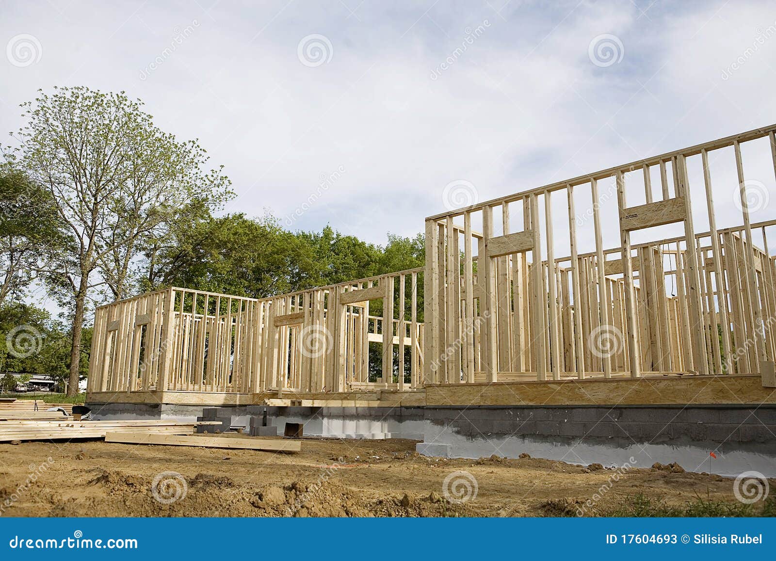 Partially Framed House at a Construction Site Stock Image - Image of ...