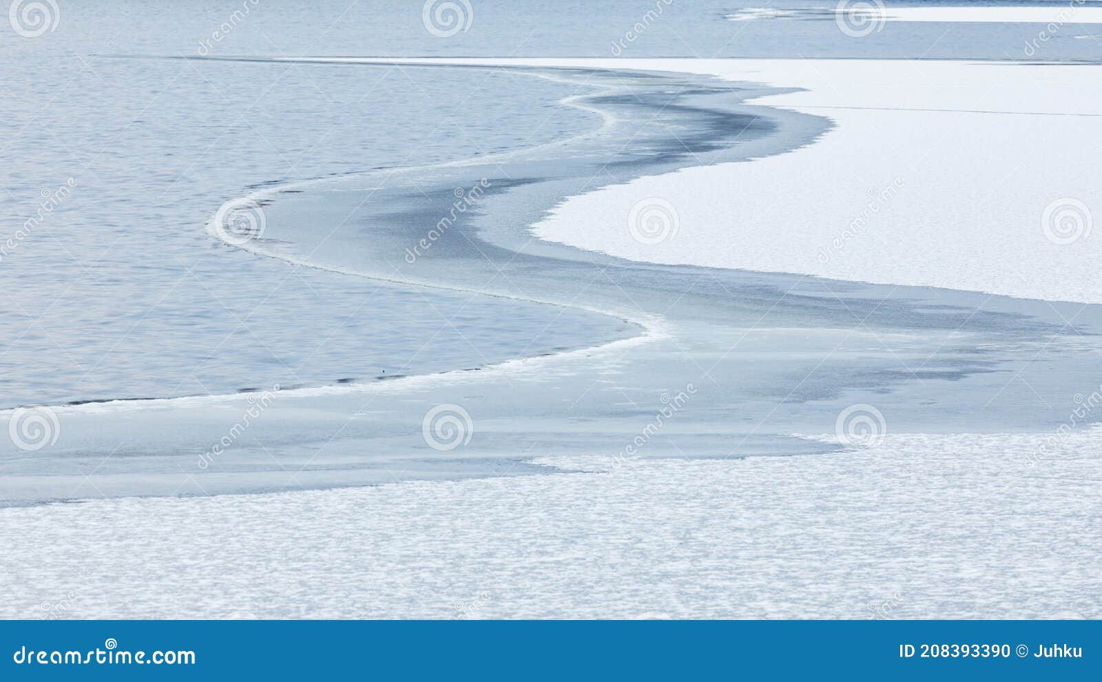 Partially Frozen Lake Surface and Snow Stock Photo - Image of cold ...