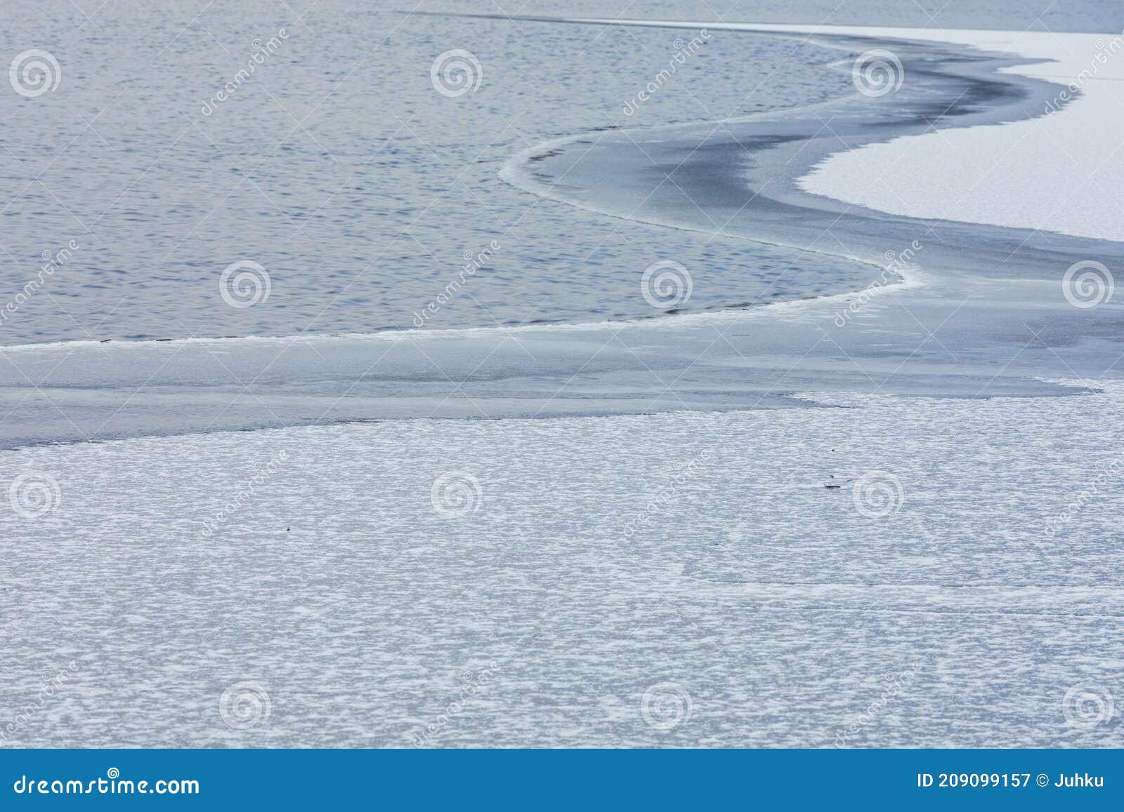 Partially Frozen Lake Surface and Snow Stock Image - Image of shape ...