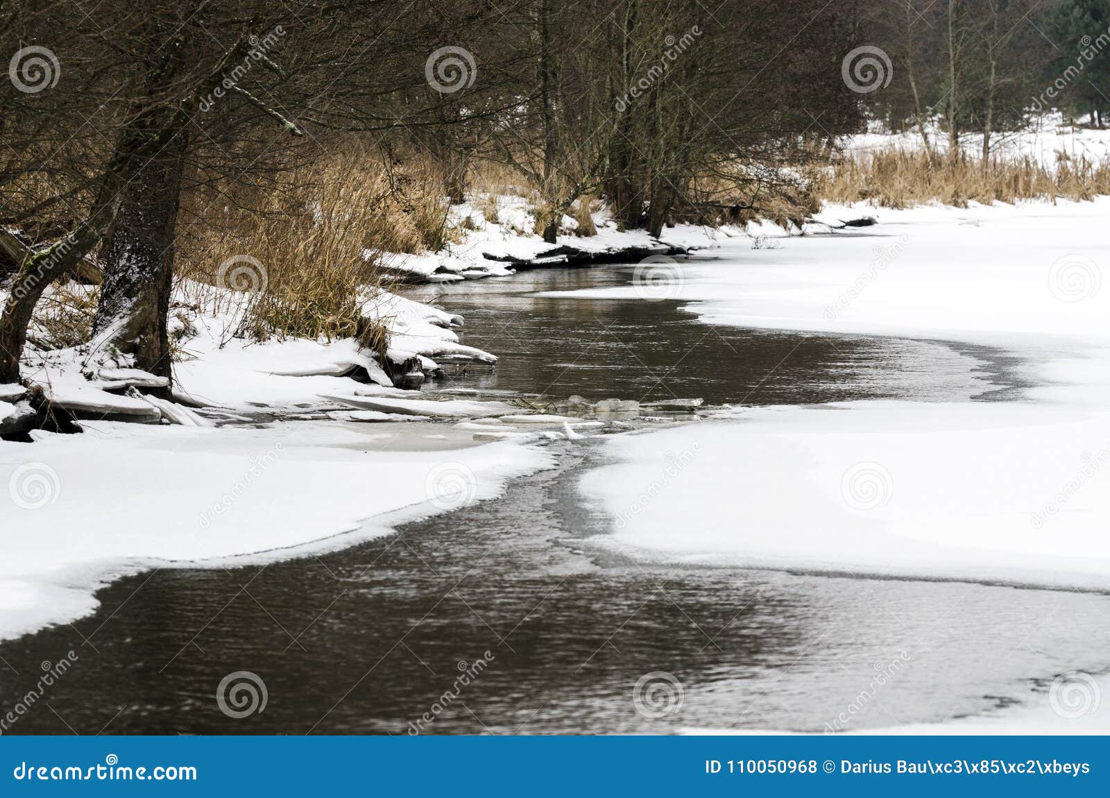 Partially Frozen River at Winter Stock Photo - Image of coast, detail ...