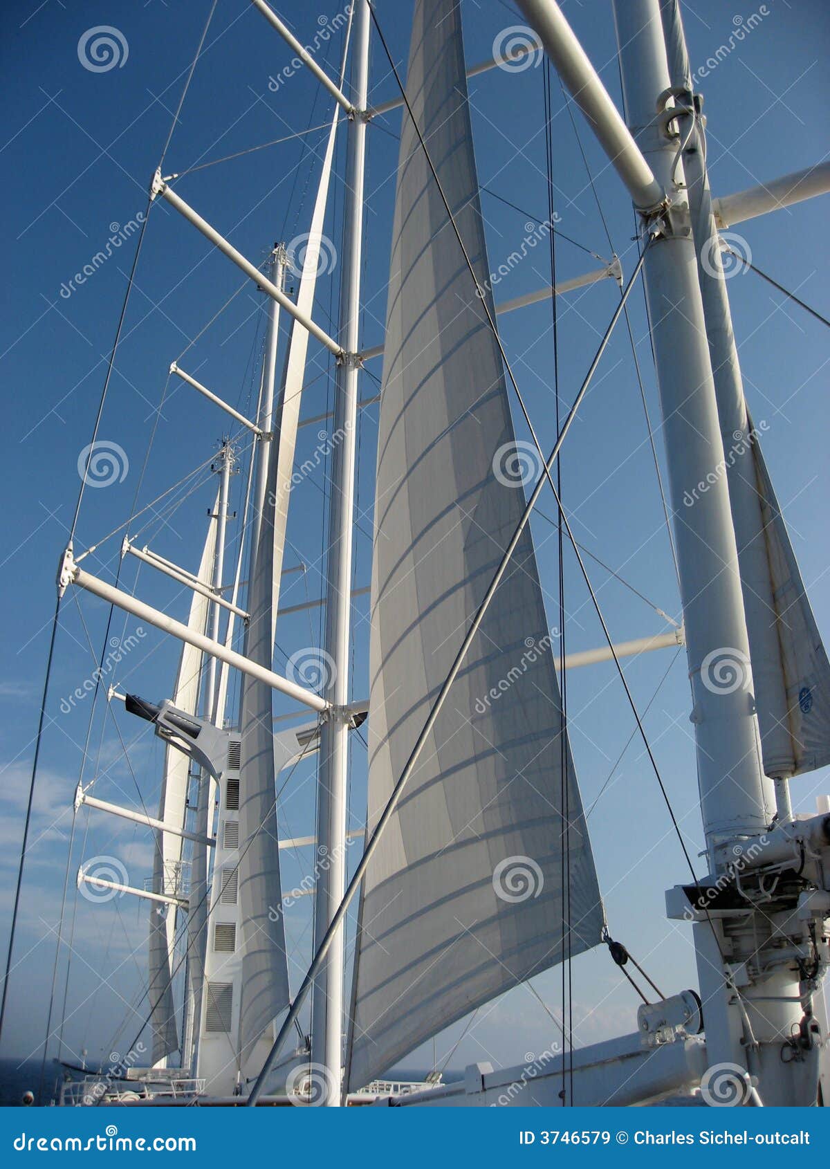 Partially Furled Sails on Large Ship Stock Image - Image of unfurled ...