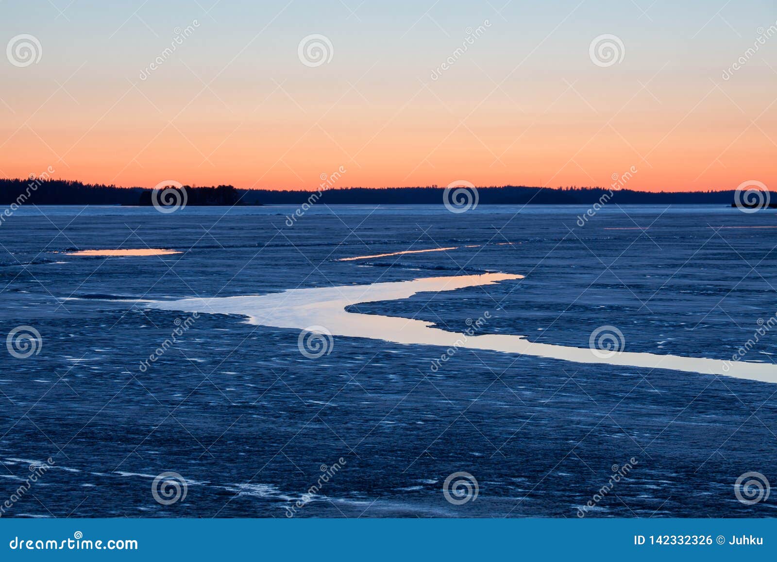 Partially Melting Ice in Lake at Night Stock Photo - Image of blue ...
