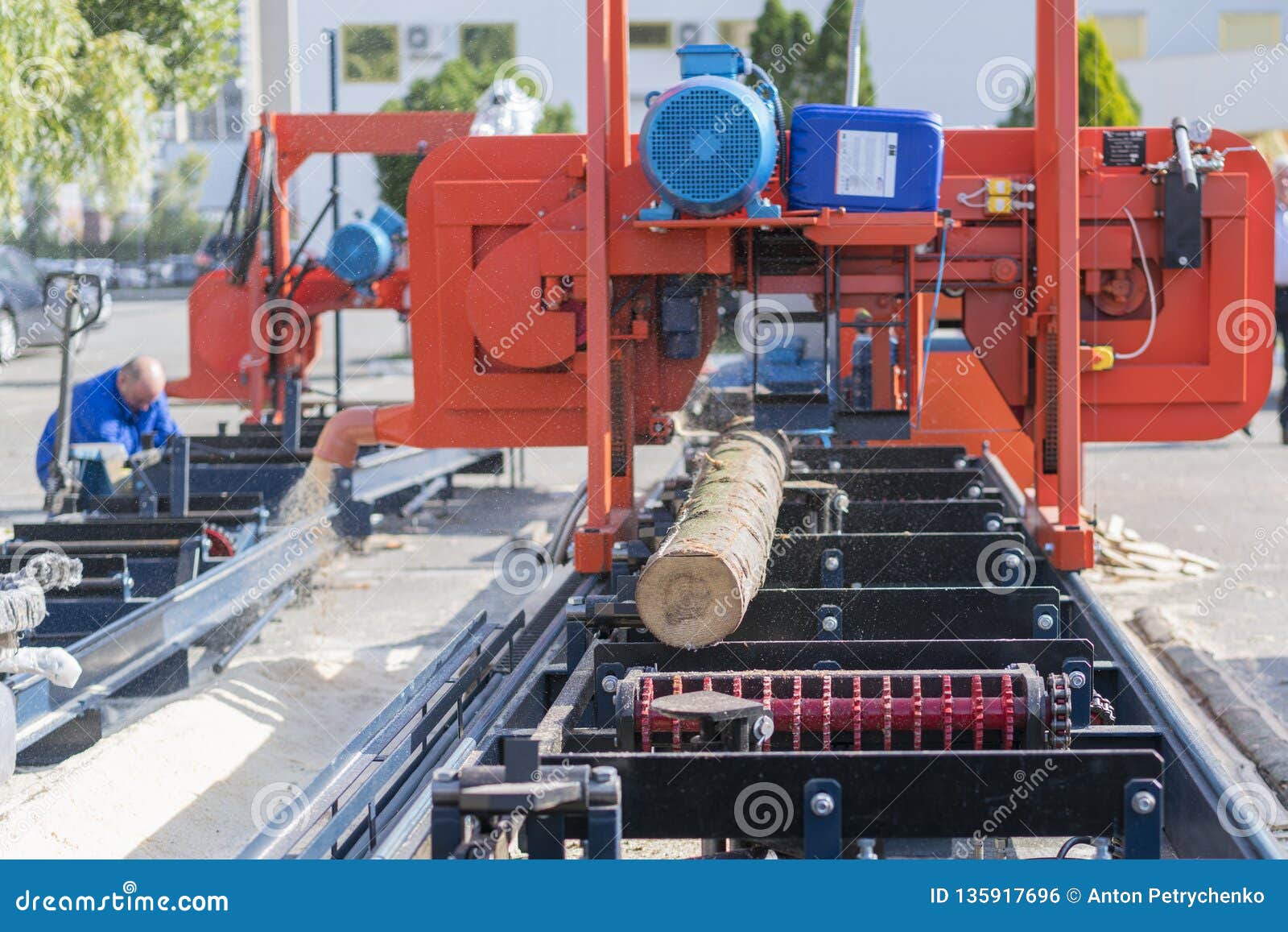 Partially Milled Log on a Portable Lumber Milling Machine Stock Photo ...