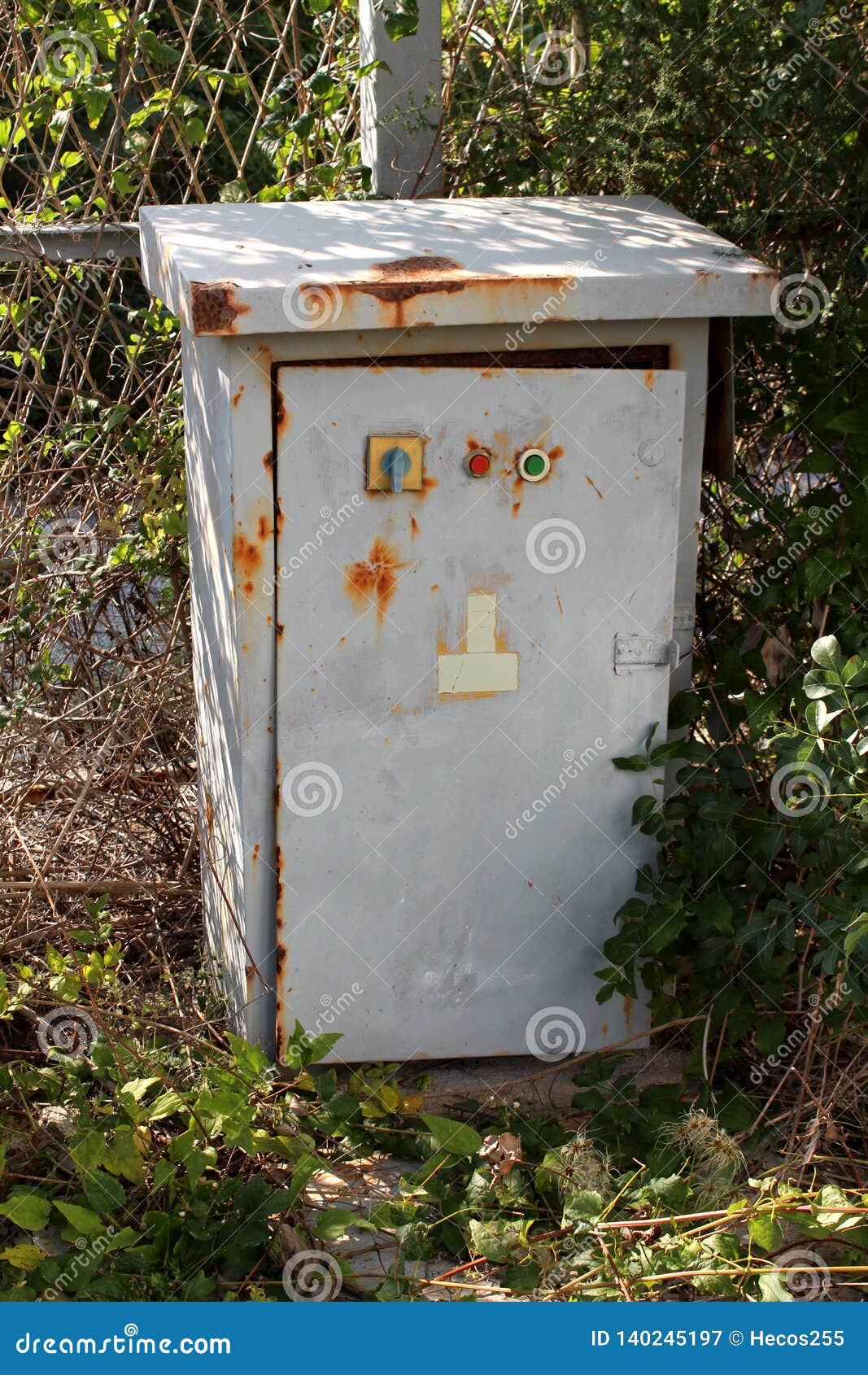 Rusted Electrical Box On Old Wooden Utility Pole Stock Image ...