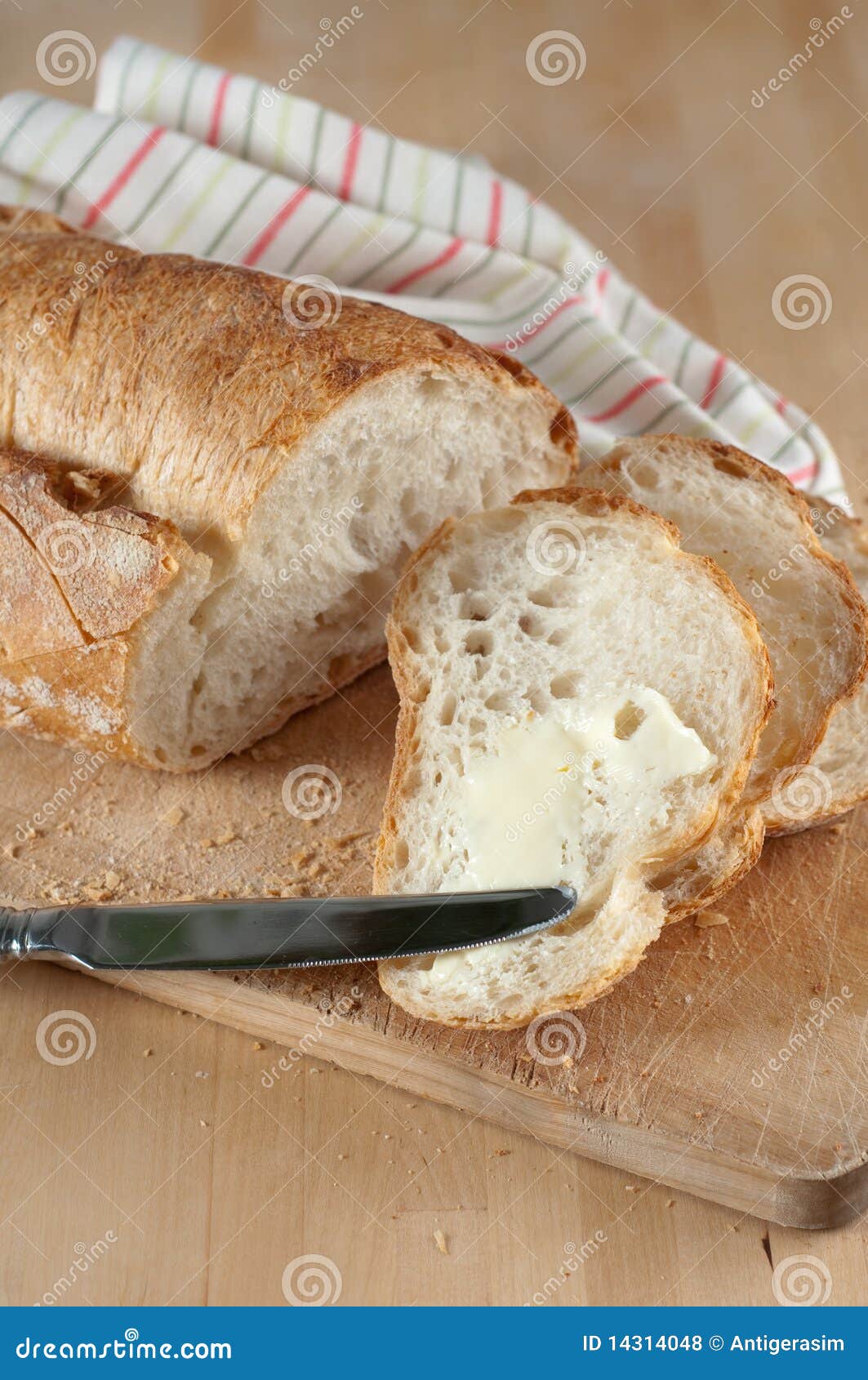 Partially Sliced Loaf of Bread Stock Photo - Image of spread, sliced ...