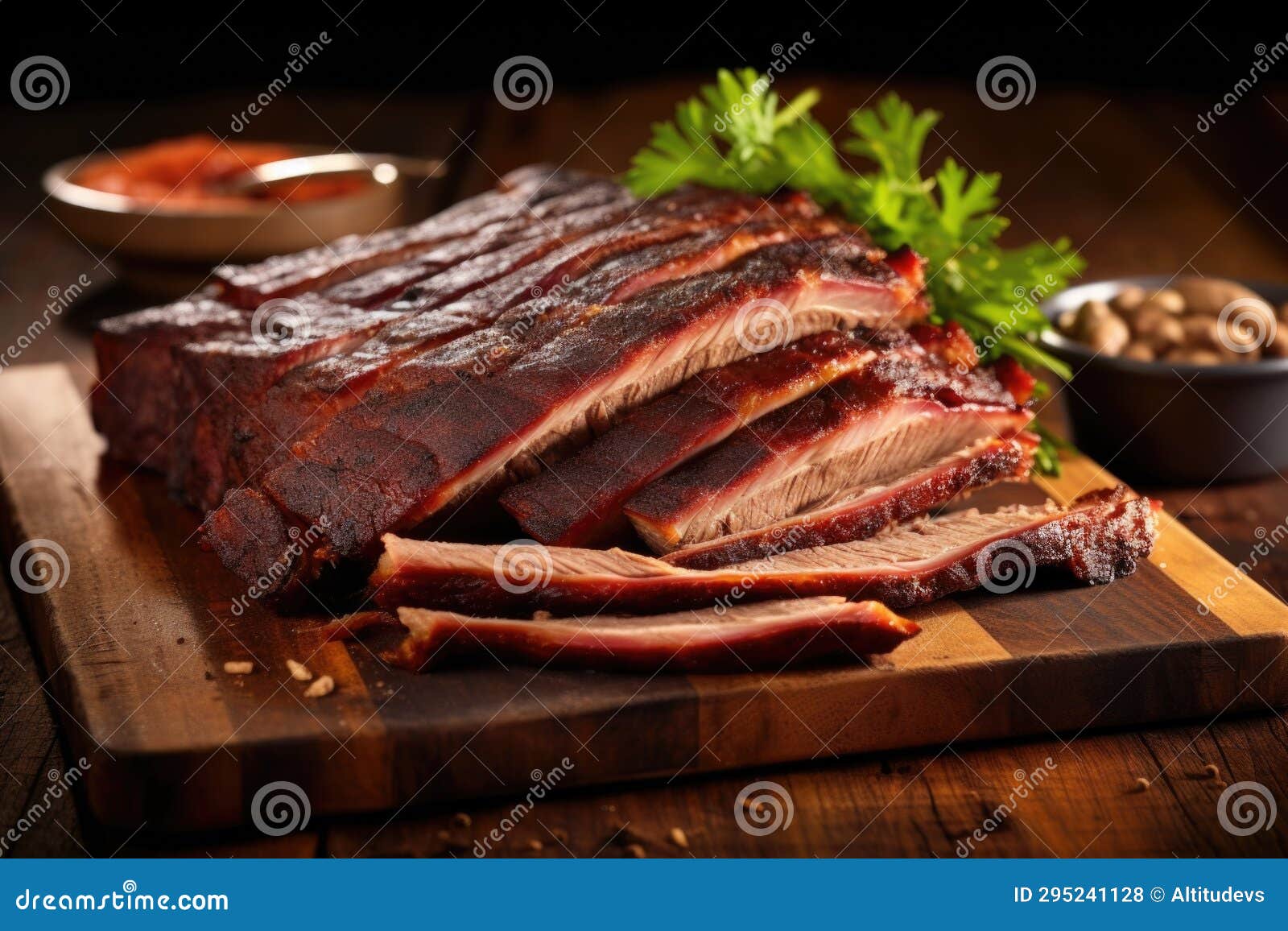 Partially Sliced Stack of Hickory Smoked Ribs Stock Photo - Image of ...