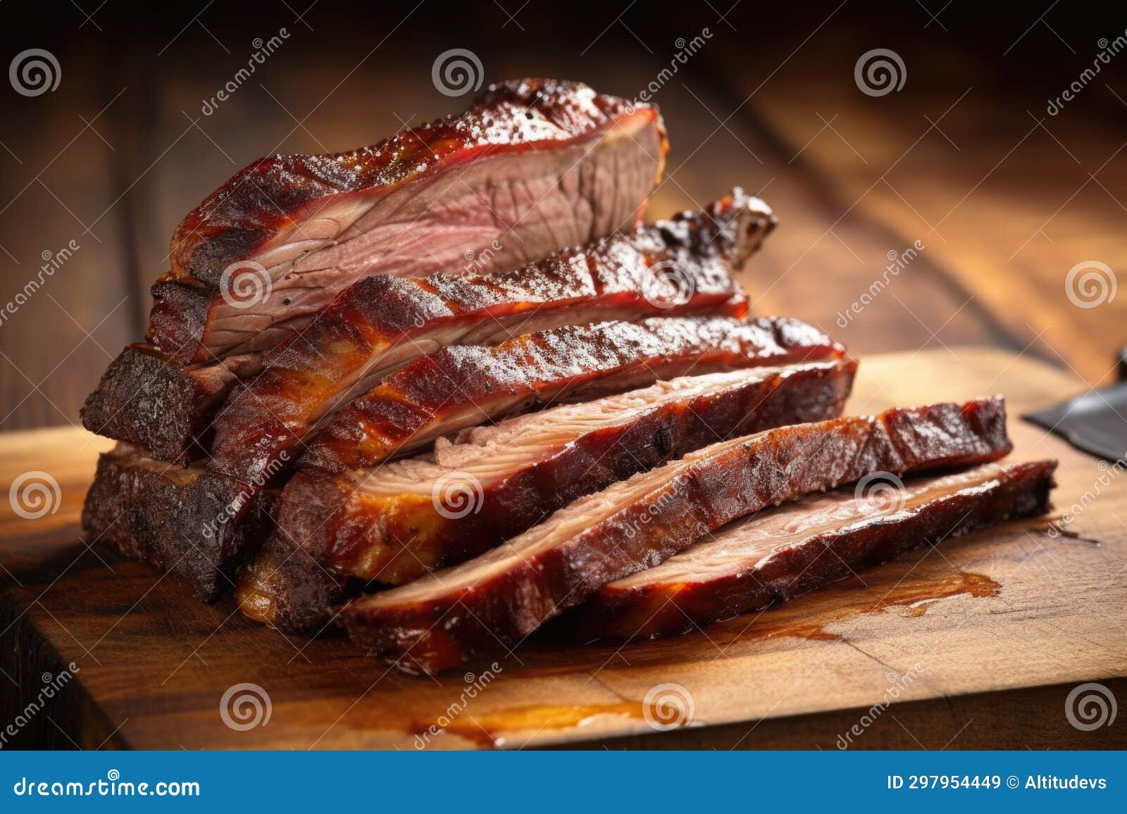 Partially Sliced Stack of Hickory Smoked Ribs Stock Image - Image of ...