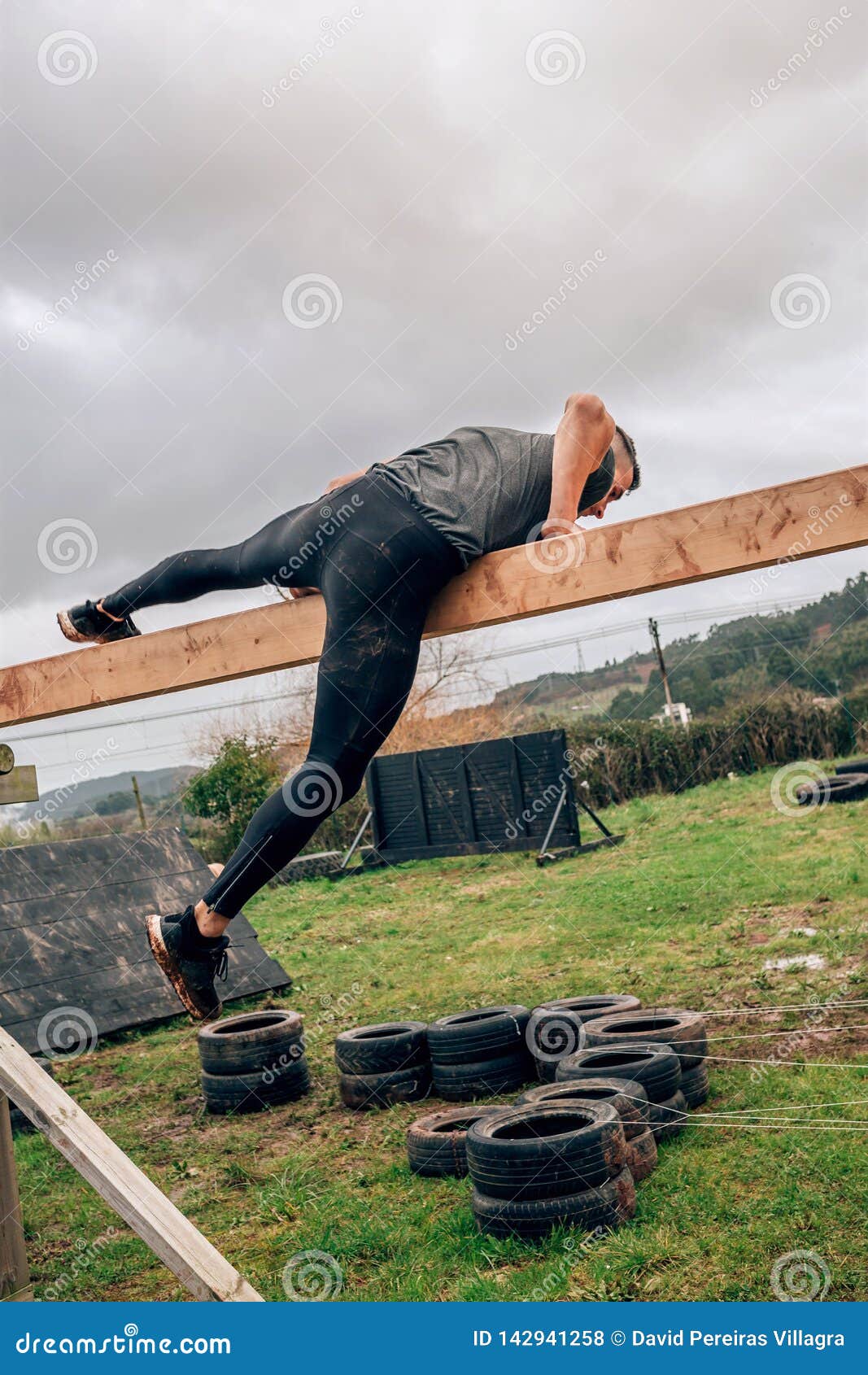 Participant in a Obstacle Course Doing Irish Table Stock Photo - Image ...