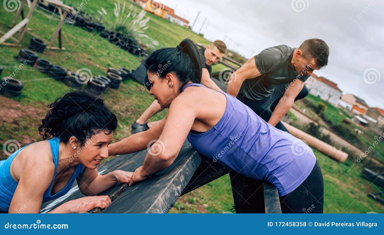 Participants in Obstacle Course Climbing Pyramid Obstacle Stock Photo ...