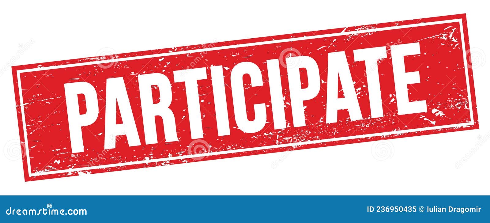 PARTICIPATE Text on Red Grungy Rectangle Stamp Stock Illustration ...