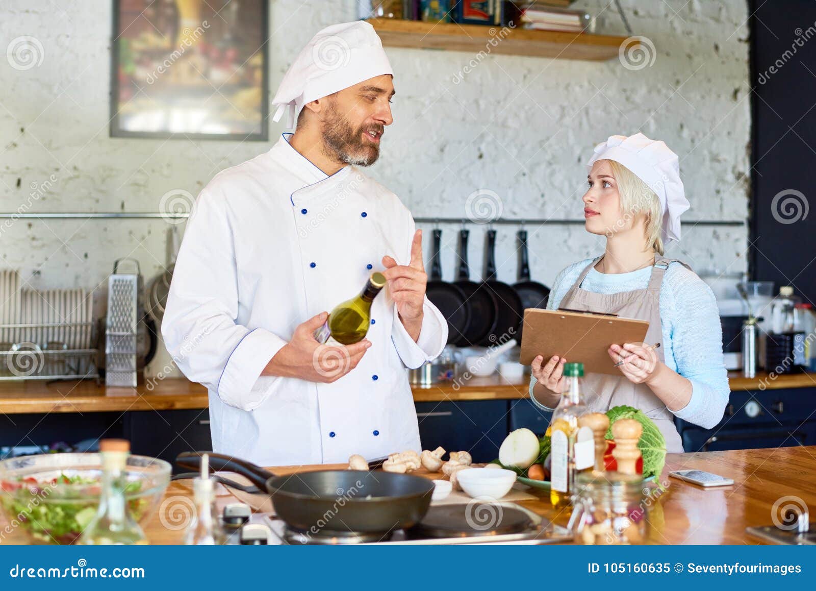 Participating in Cooking Workshop Stock Image - Image of cafe, bearded ...