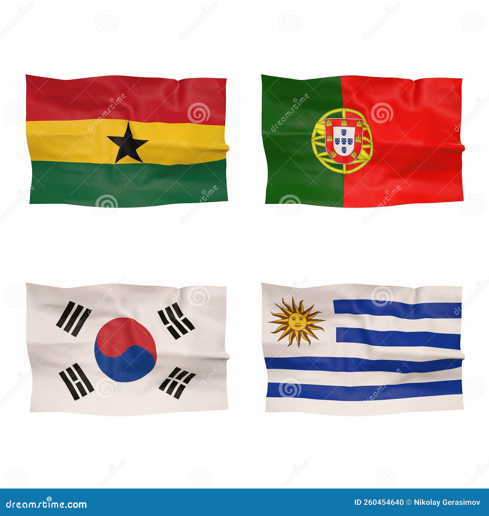 Participating Countries of Group H of the 2022 FIFA World Cup 3d ...