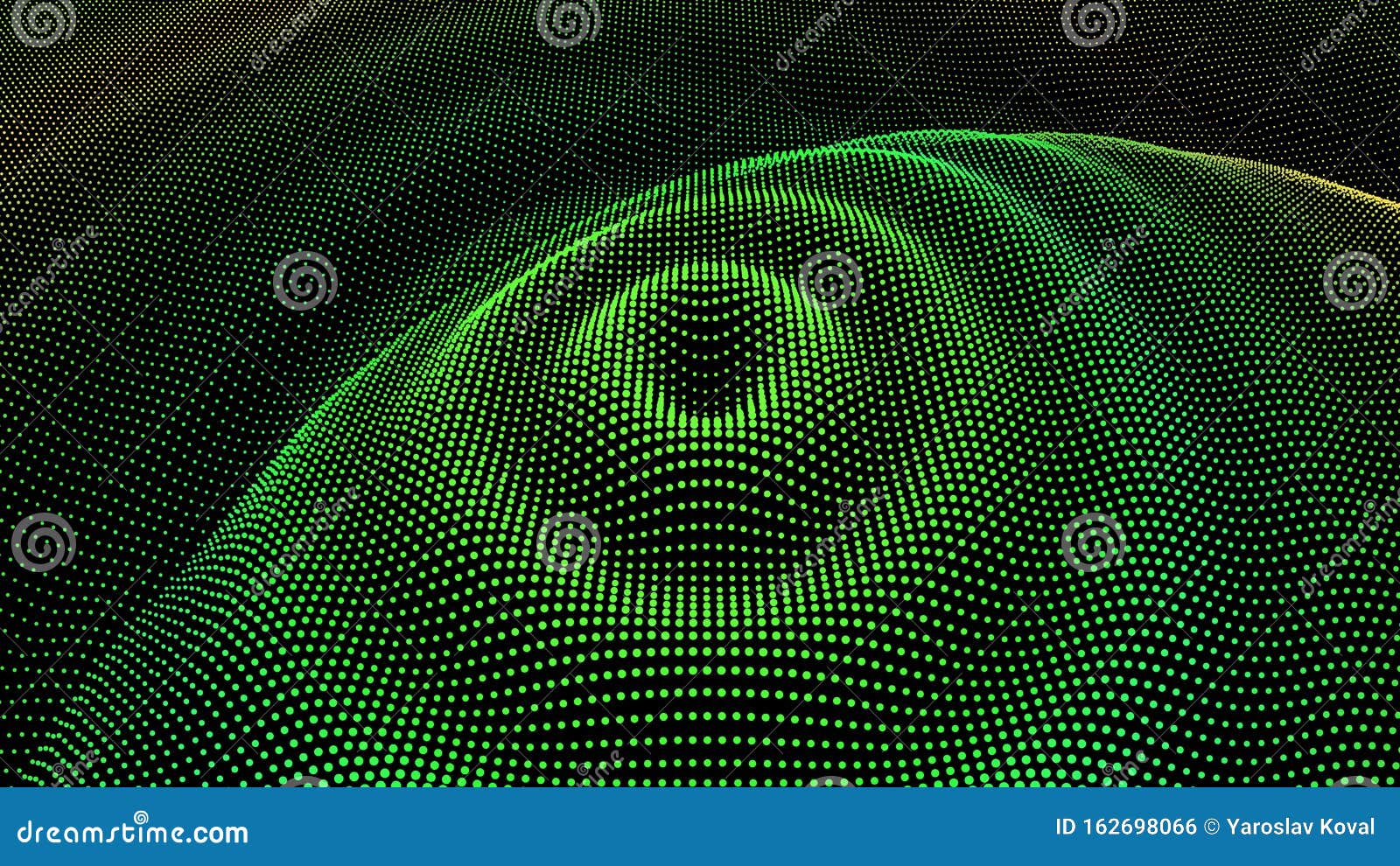 Particle 3D Wavy Ripple Effect. Color Grid Surface Stock Illustration ...