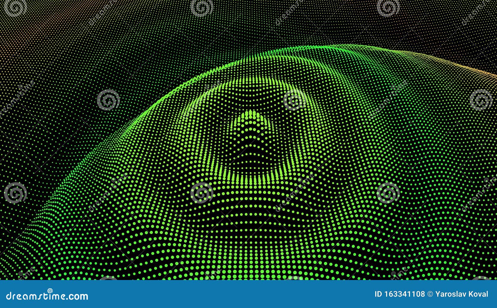 Particle 3D Wavy Ripple Effect. Color Grid Surface Stock Illustration ...