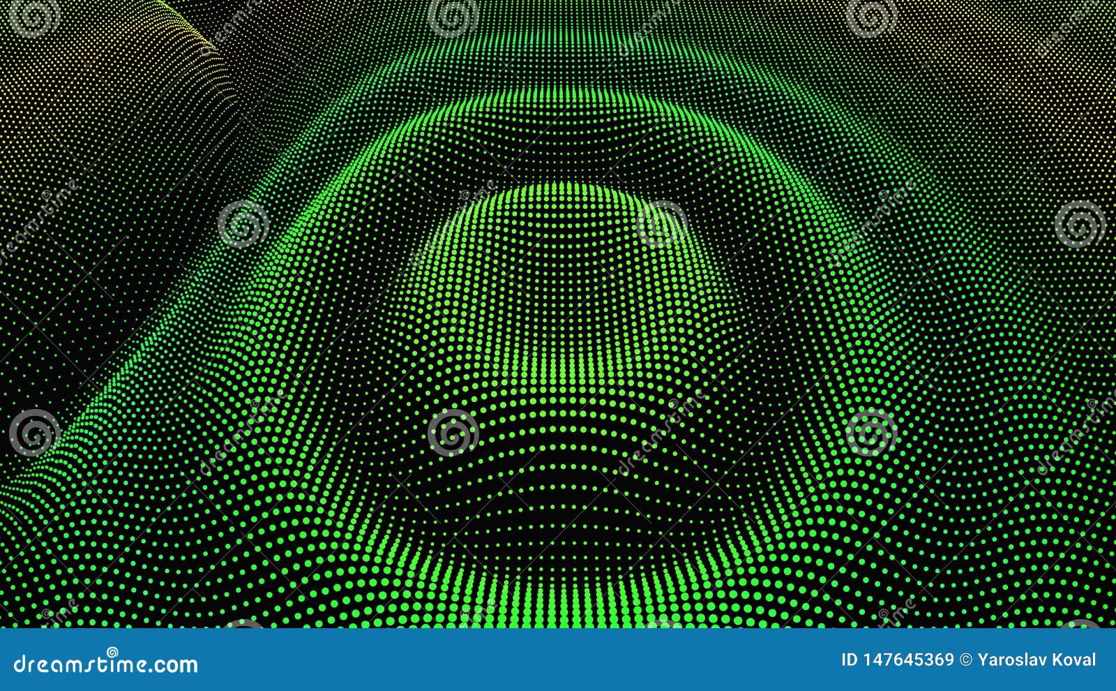 Particle 3D Wavy Ripple Effect. Color Grid Surface Stock Illustration ...