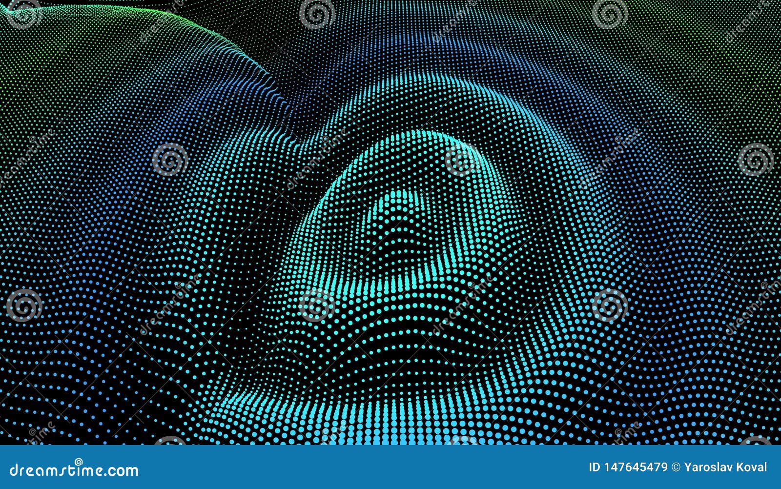 Particle 3D Wavy Ripple Effect. Color Grid Surface Stock Illustration ...