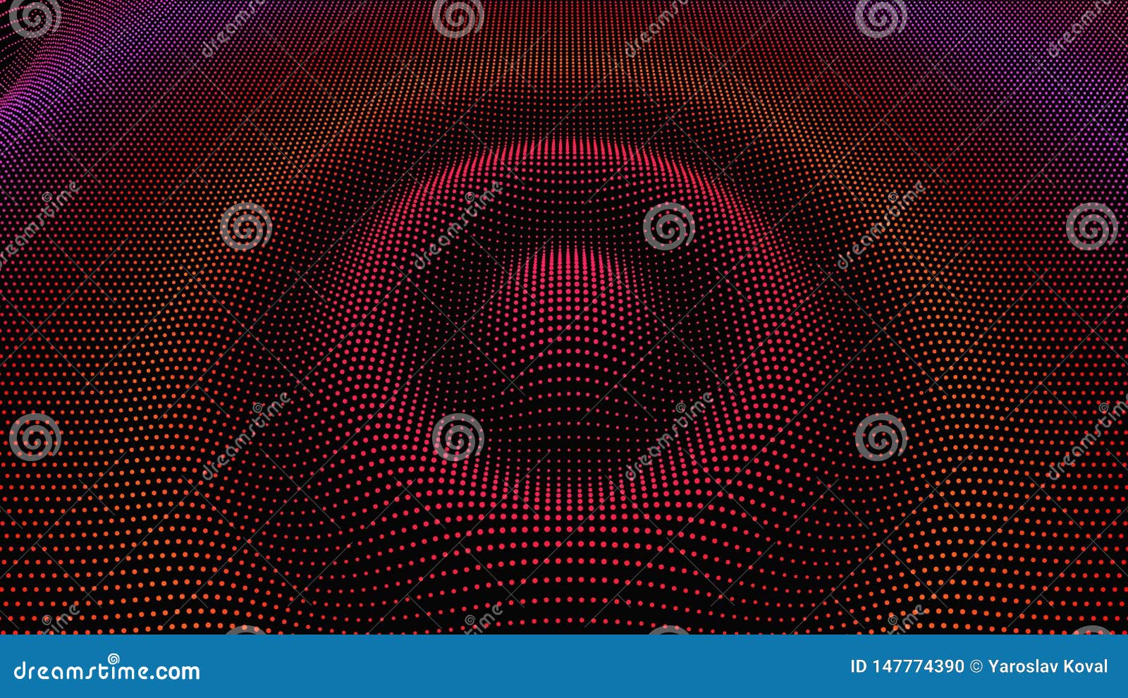 Particle 3D Wavy Ripple Effect. Color Grid Surface Stock Illustration ...