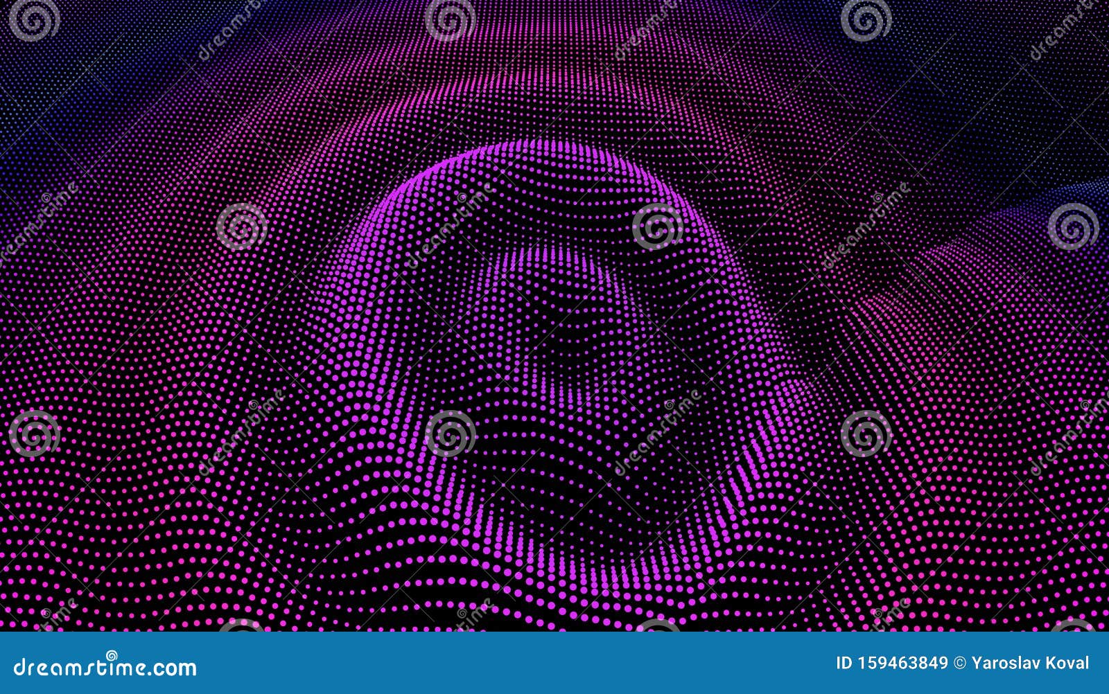 Particle 3D Wavy Ripple Effect. Color Grid Surface Stock Illustration ...