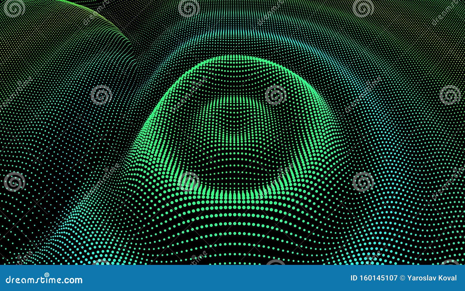 Particle 3D Wavy Ripple Effect. Color Grid Surface Stock Illustration ...