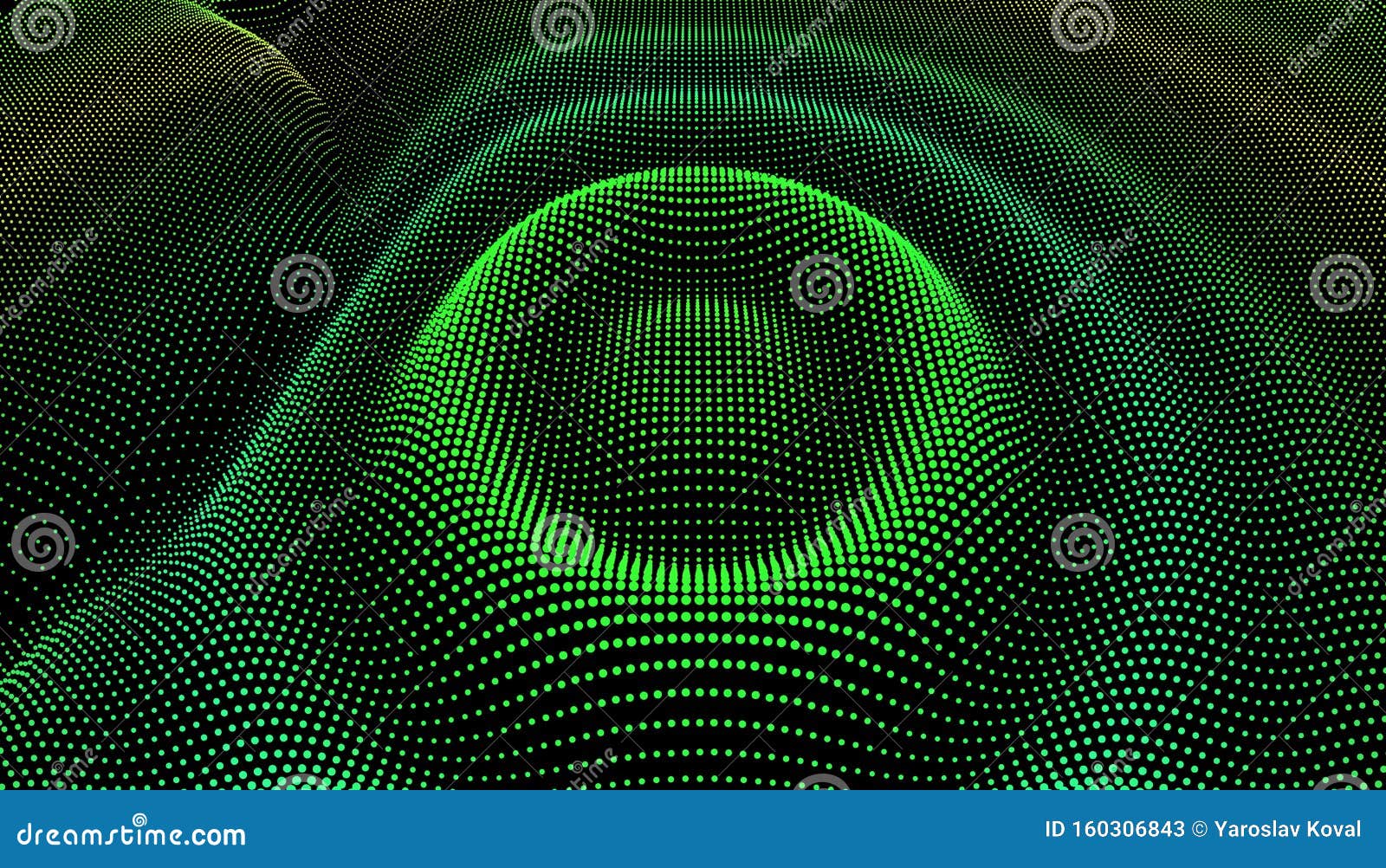 Particle 3D Wavy Ripple Effect. Color Grid Surface Stock Illustration ...