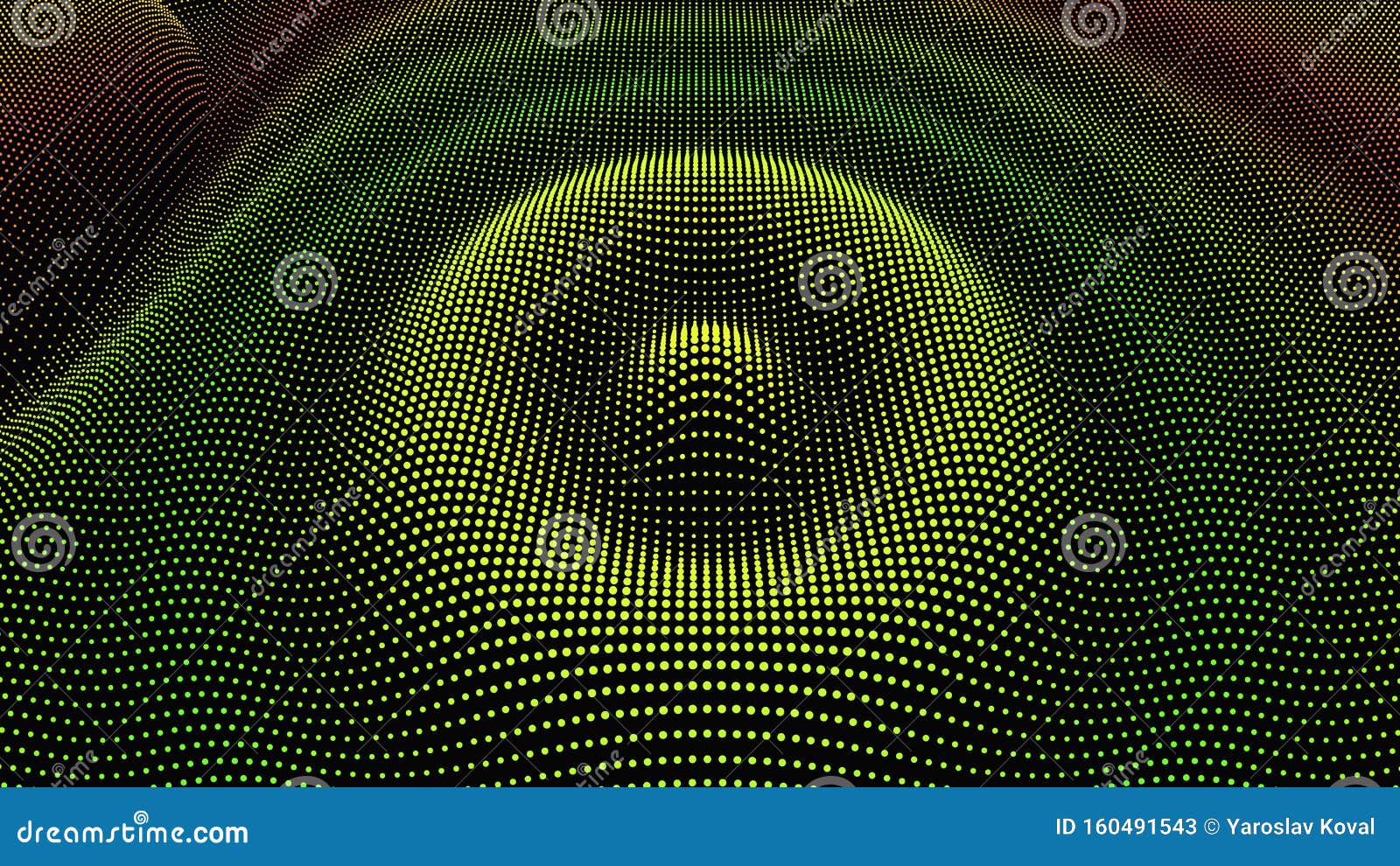 Particle 3D Wavy Ripple Effect. Color Grid Surface Stock Illustration ...