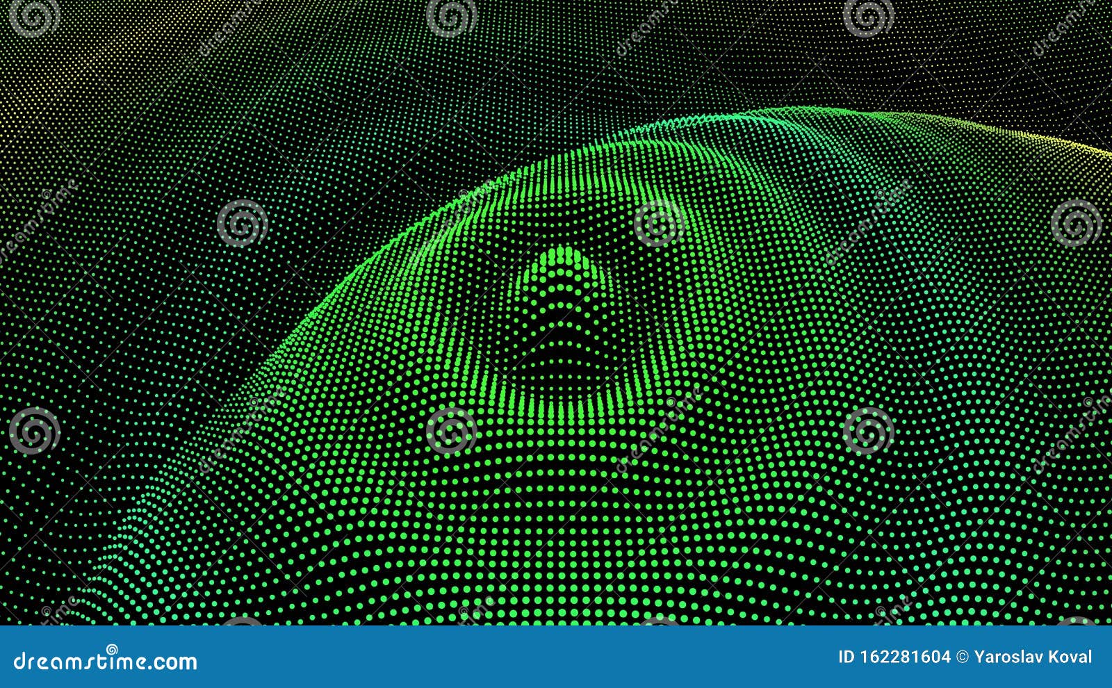 Particle 3D Wavy Ripple Effect. Color Grid Surface Stock Illustration ...