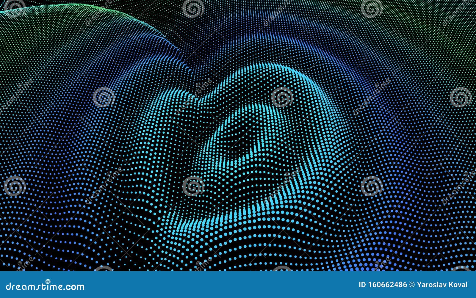 Particle 3D Wavy Ripple Effect. Color Grid Surface Stock Illustration ...