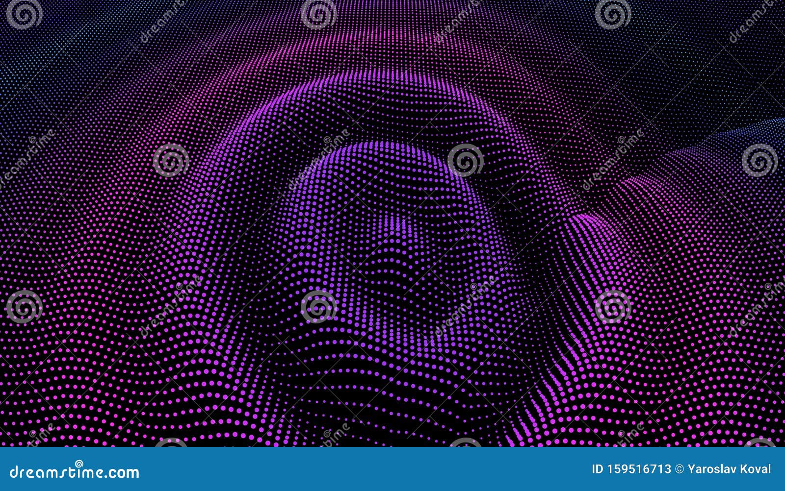 Particle 3D Wavy Ripple Effect. Color Grid Surface Stock Illustration ...