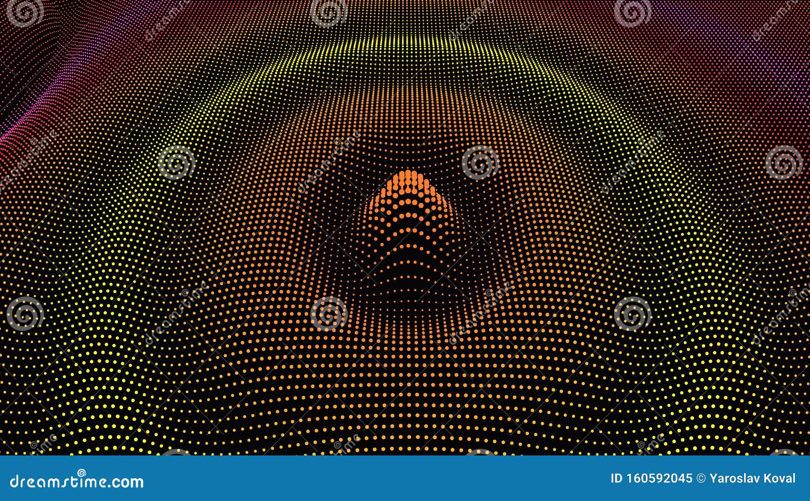Particle 3D Wavy Ripple Effect. Color Grid Surface Stock Illustration ...