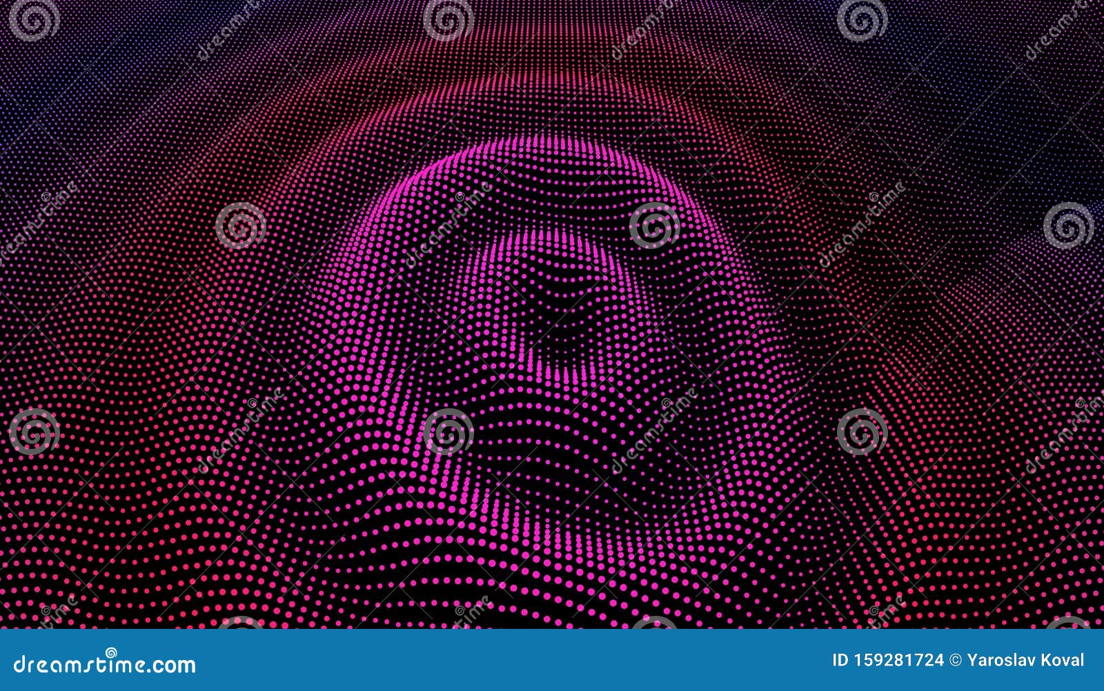 Particle 3D Wavy Ripple Effect. Color Grid Surface Stock Illustration ...